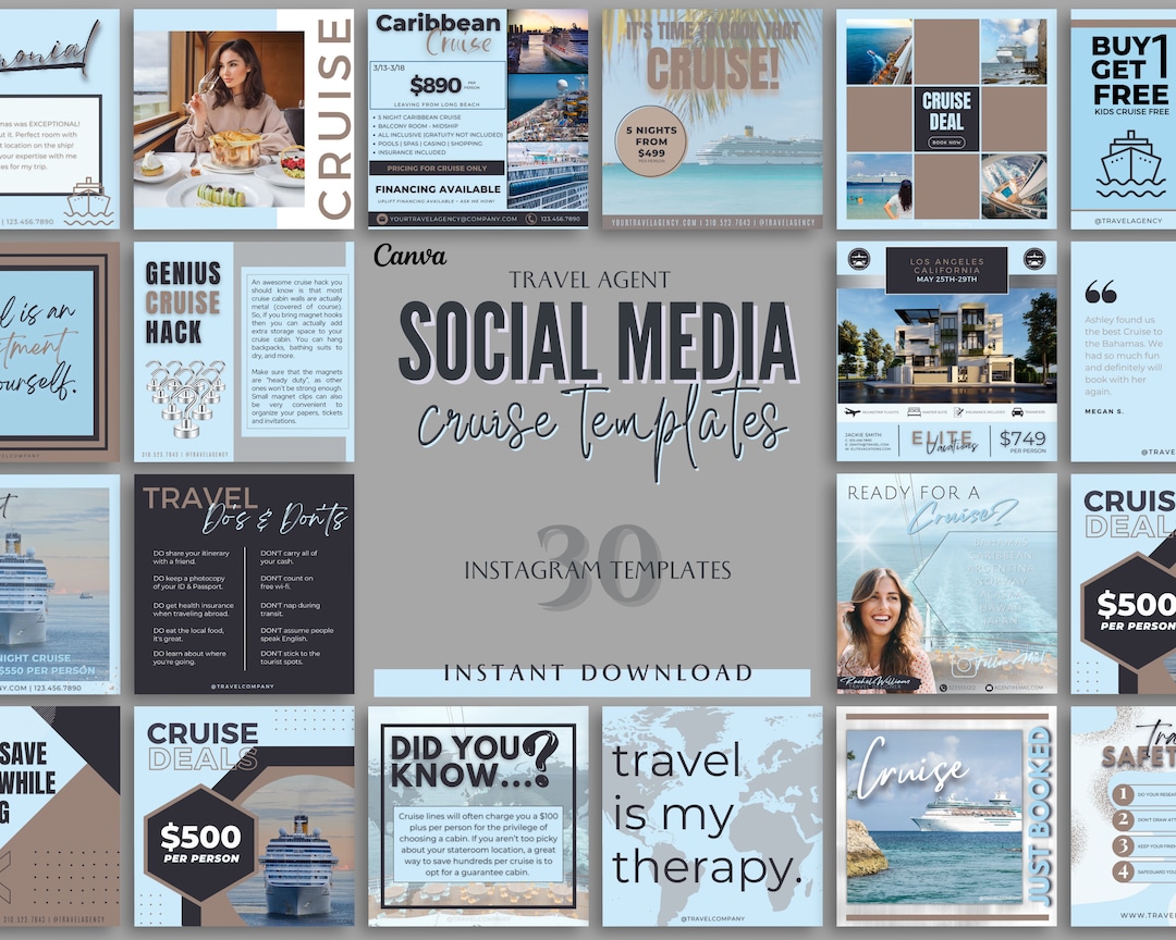 Social Media Templates, Cruise Instagram Templates, Travel Agent Social ...