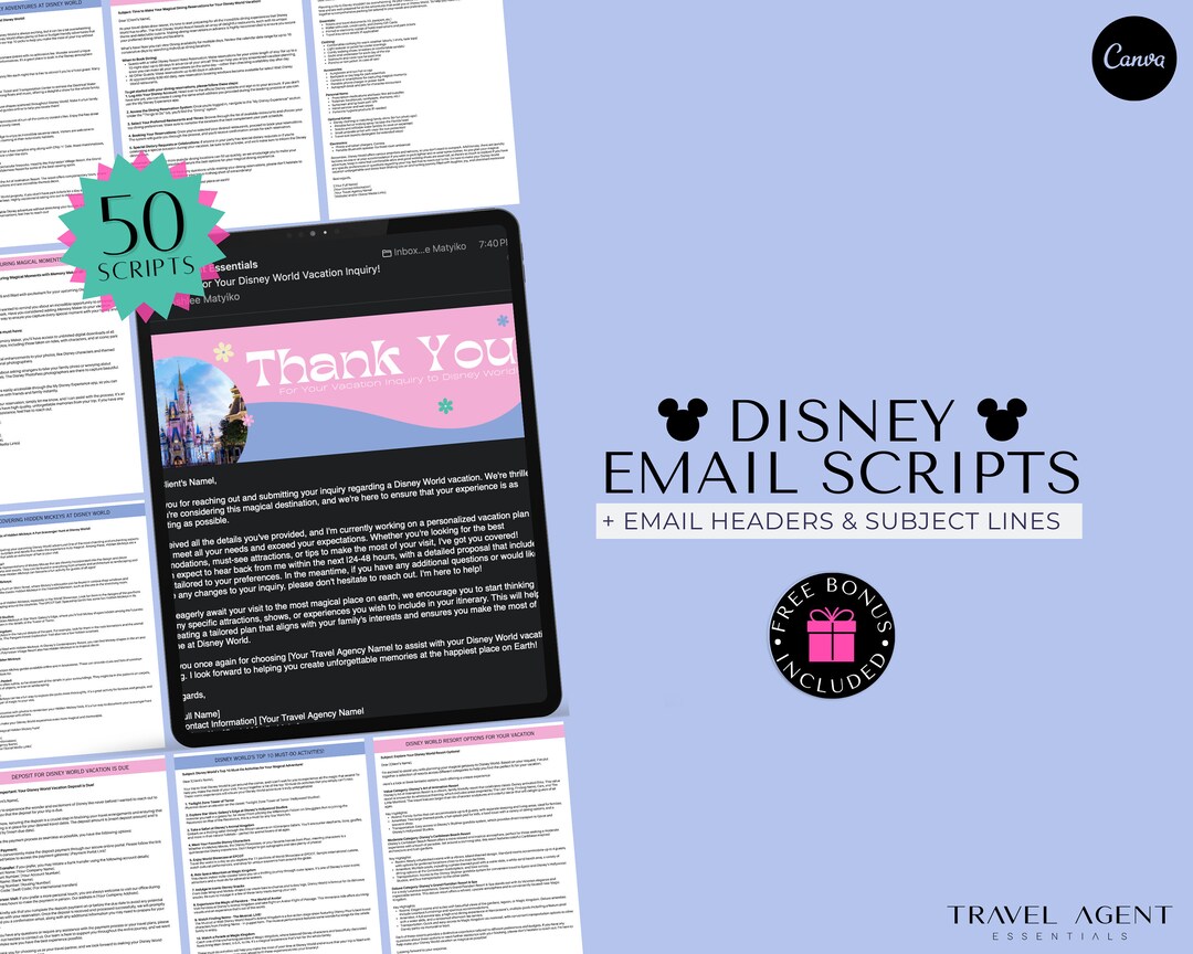 WDW Email Scripts for Travel Agents, WDW Travel Agent Templates, Email ...