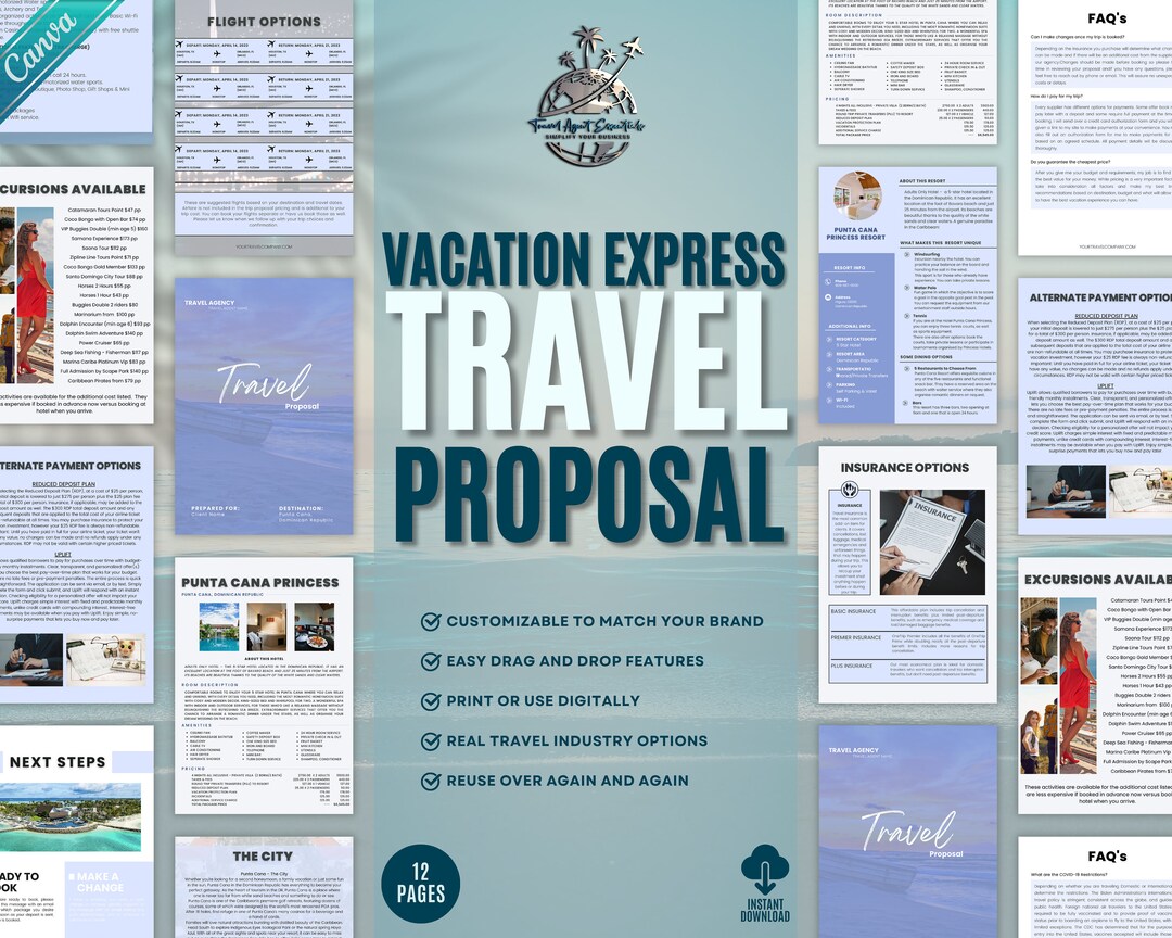 Resort Proposal W/ Vacation Express Details Travel Proposal - Etsy