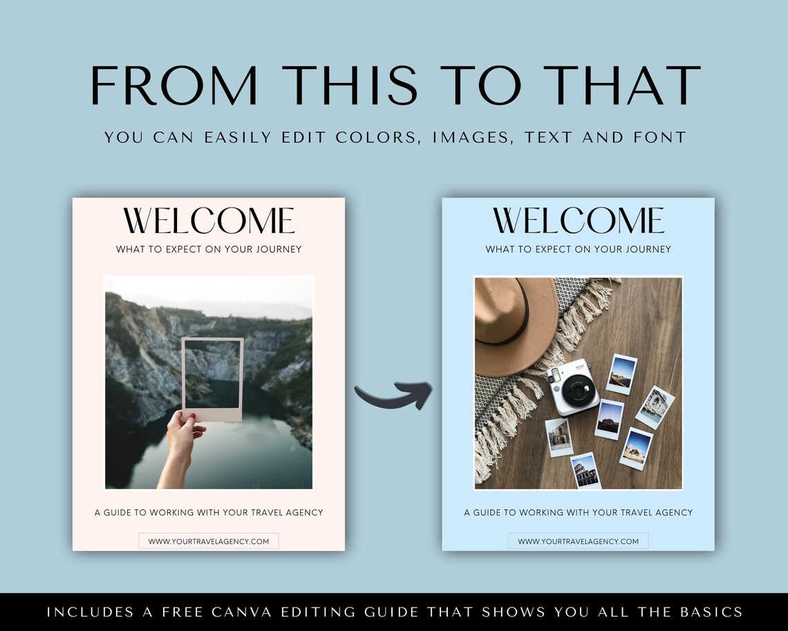 Travel Agent New Client Welcome Guide, Travel Agent Template, Canva ...