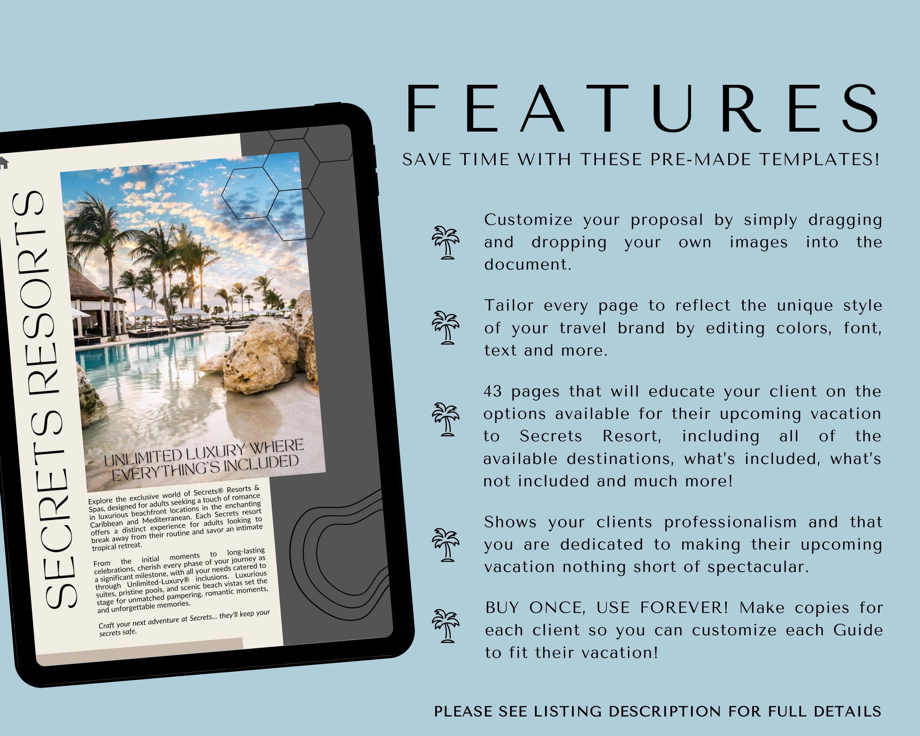 Secrets Resorts and Spas Guide Bundle, Travel Agent Templates, Vacation ...