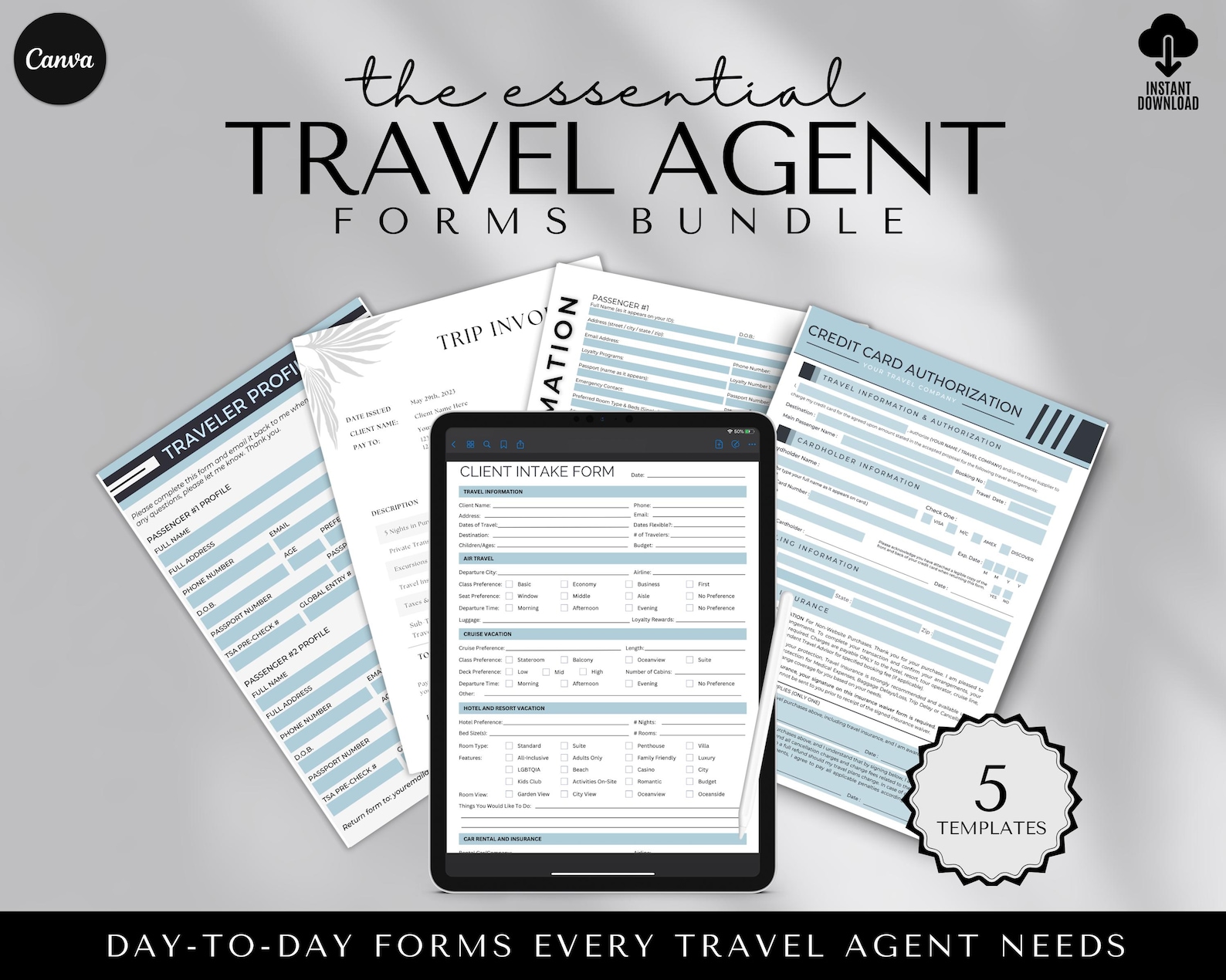 Travel Agent Forms Bundle, Travel Client Intake Form, Travelers ...