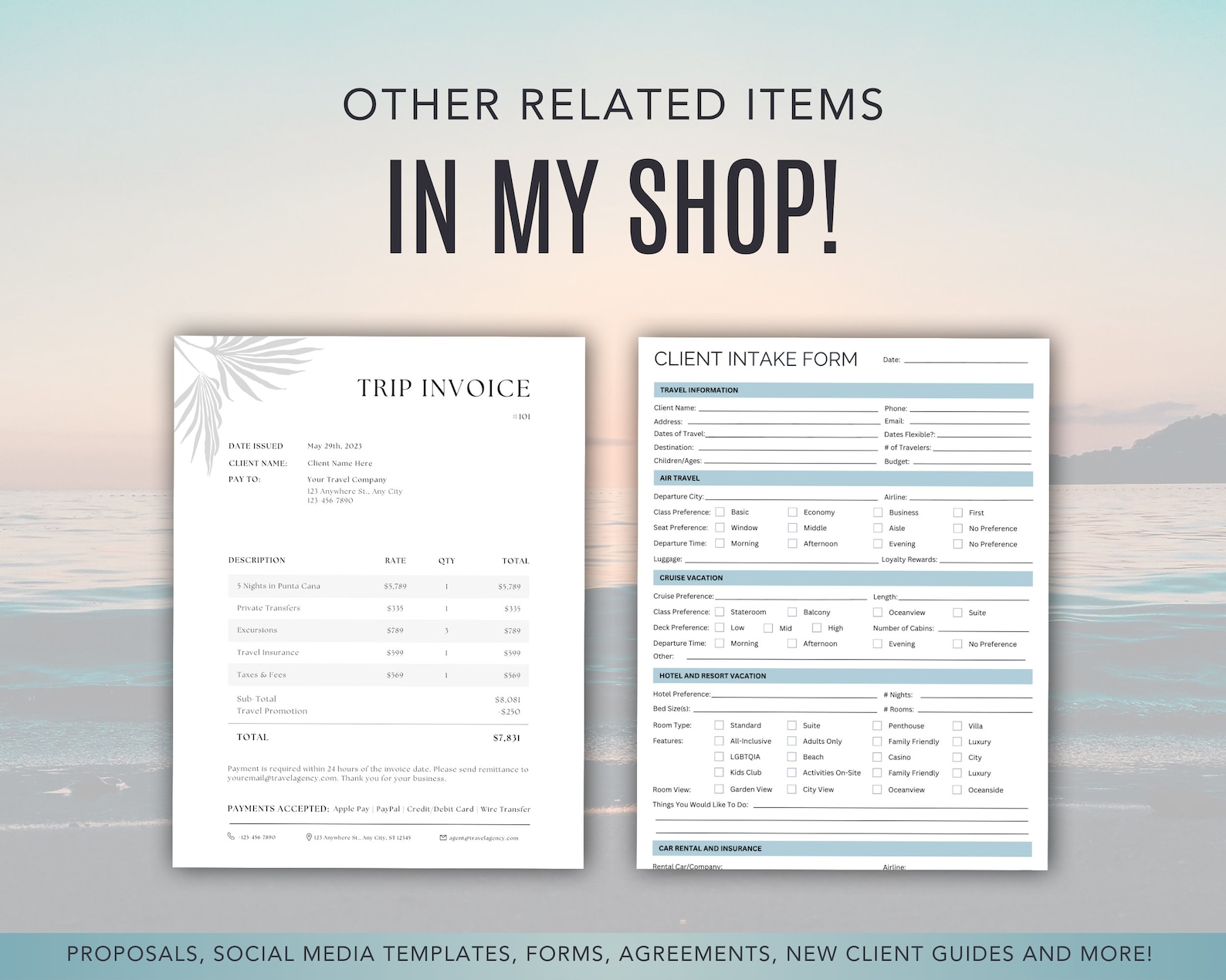 Travel Agent Booking Client Form, Travel Agent Forms, Canva Templates ...