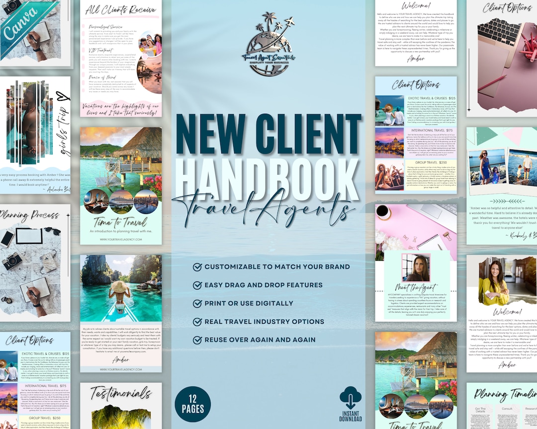 New Client Handbook Template for Travel Agents, Travel Advisor, Travel ...