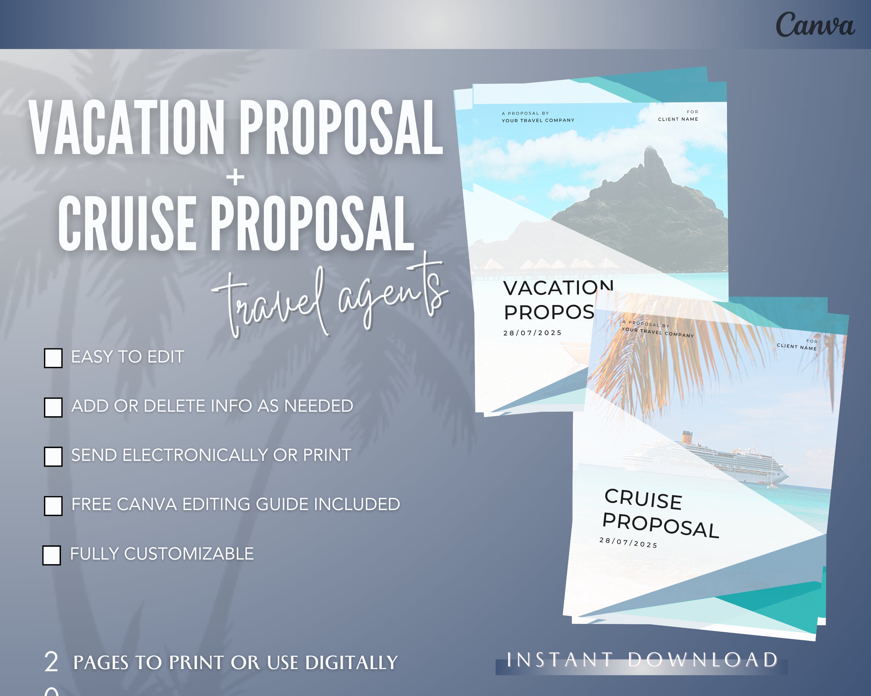 Travel Agent Vacation and Cruise Proposal Travel Agent - Etsy