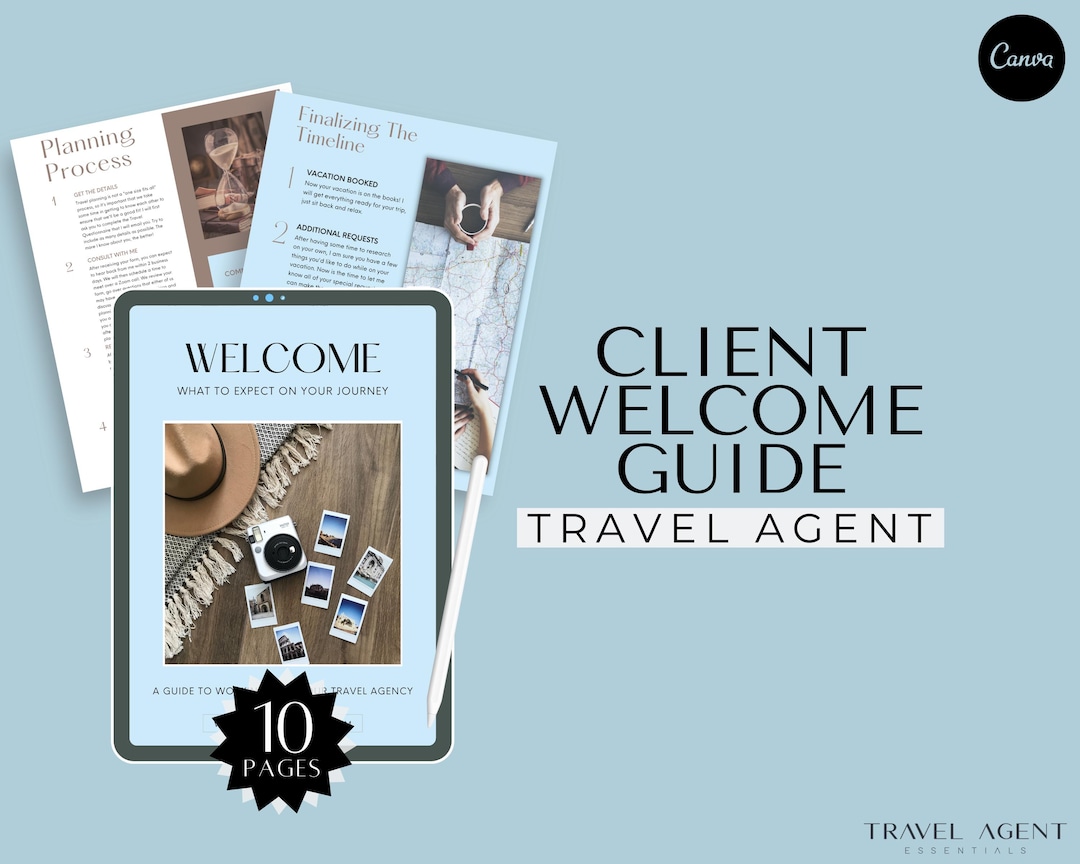 Travel Client Welcome Guide, Travel Agent Template, Canva Editable ...