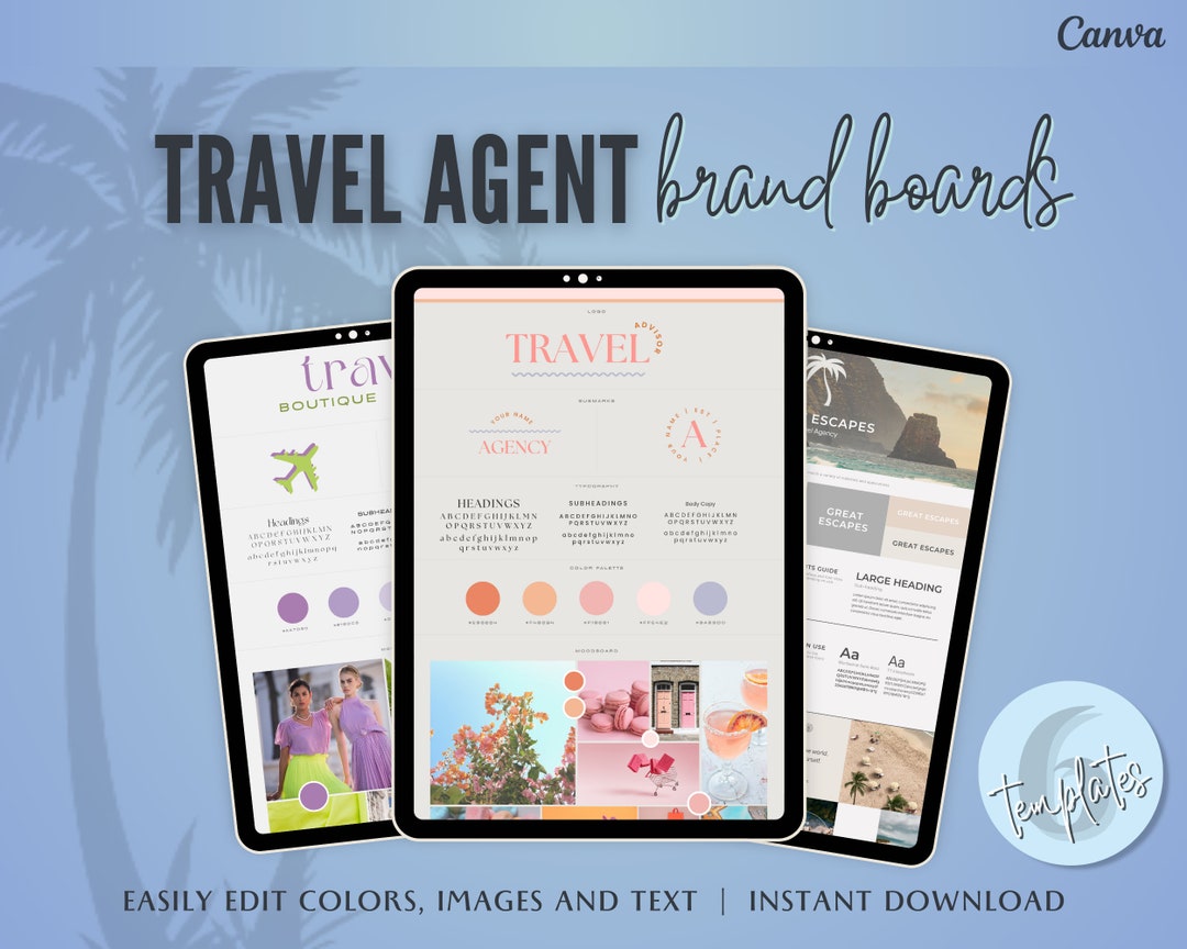 Travel Agent Branding Boards Travel Business Branding Travel - Etsy
