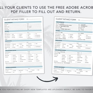 Travel Agent Client Intake Form Travel Agency Forms Client - Etsy