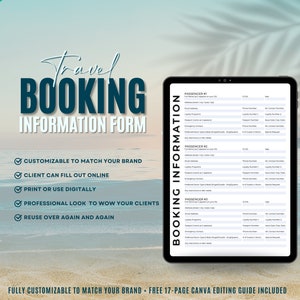 Travel Agent Booking Client Form, Travel Agent Forms, Canva Templates ...