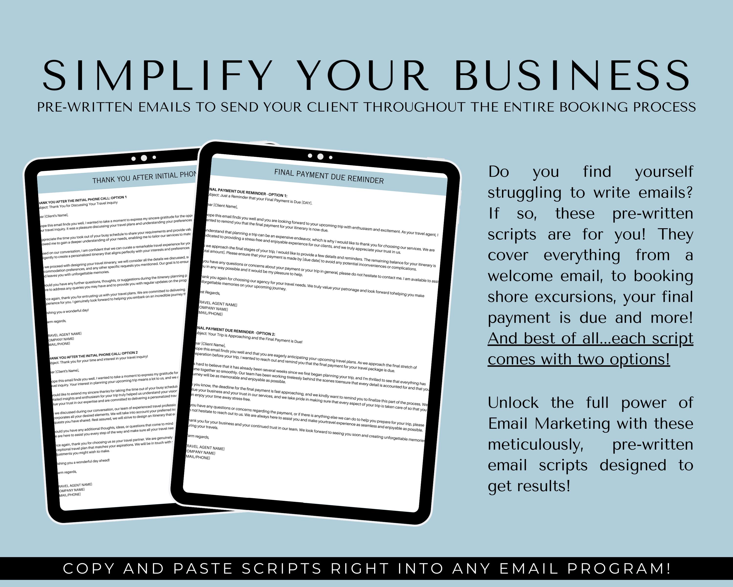 Travel Joy Email Form Templates and Email Scripts for Travel Agents ...