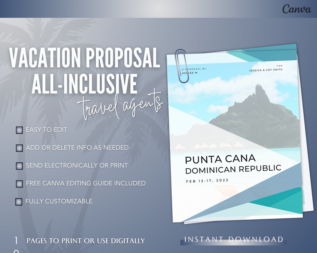 Travel Agent All Inclusive Resort Proposal Template Travel - Etsy