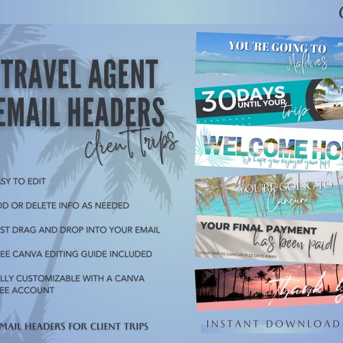 Travel Agent Email Header Banners Email Headers Travel Agent - Etsy