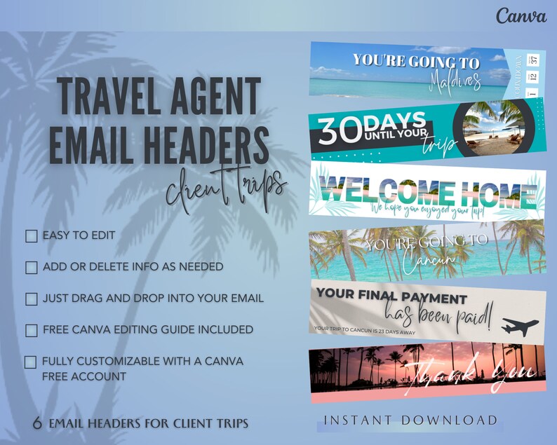 Travel Agent Email Header Banners Email Headers Travel Agent - Etsy
