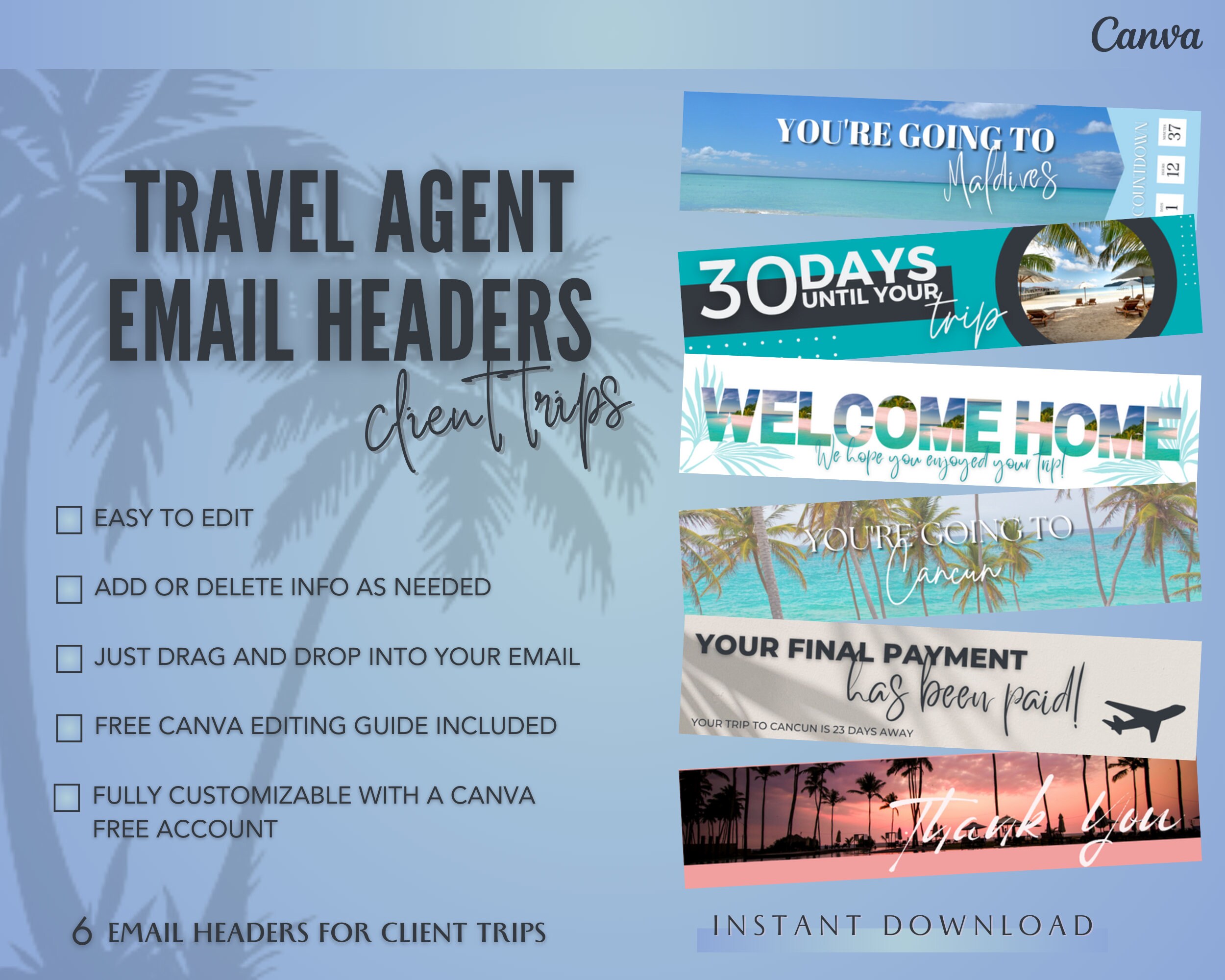 Travel Agent Email Header Banners Email Headers Travel Agent - Etsy