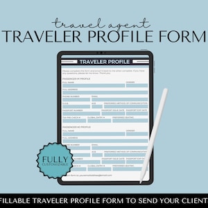 Travel Agent Traveler Profile Form, Travel Agent Forms, Travel ...