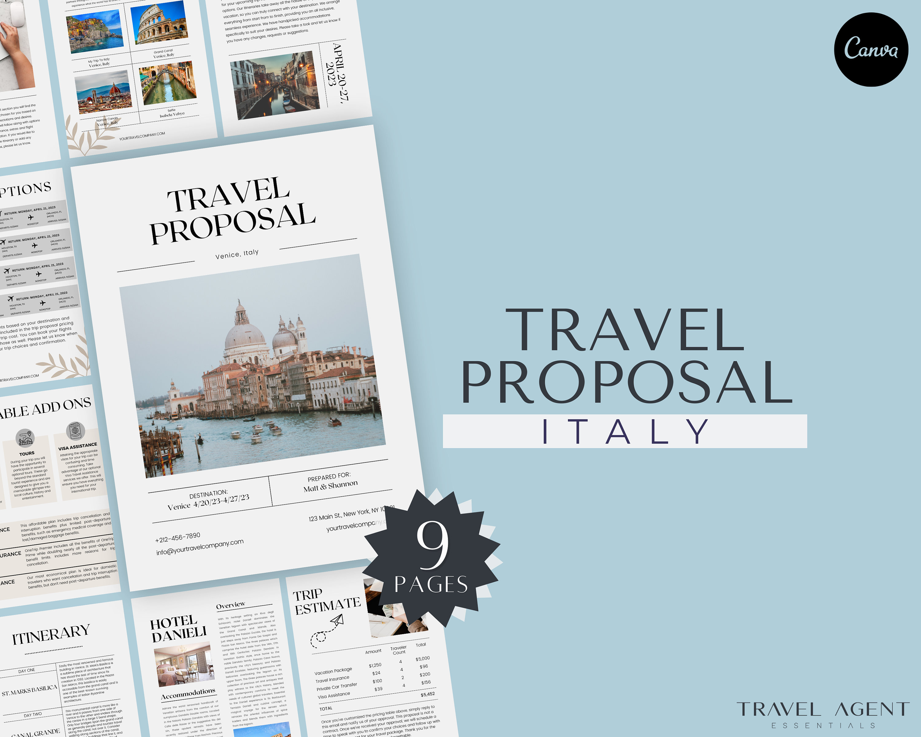 Simple Italy Vacation Proposal for Travel Agents, Travel Quote, Client ...