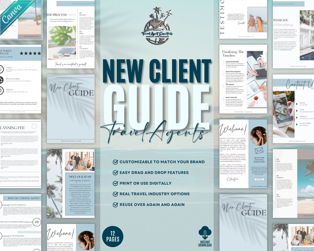 Travel New Client Guide, Travel Agent New Client Handbook, Canva ...