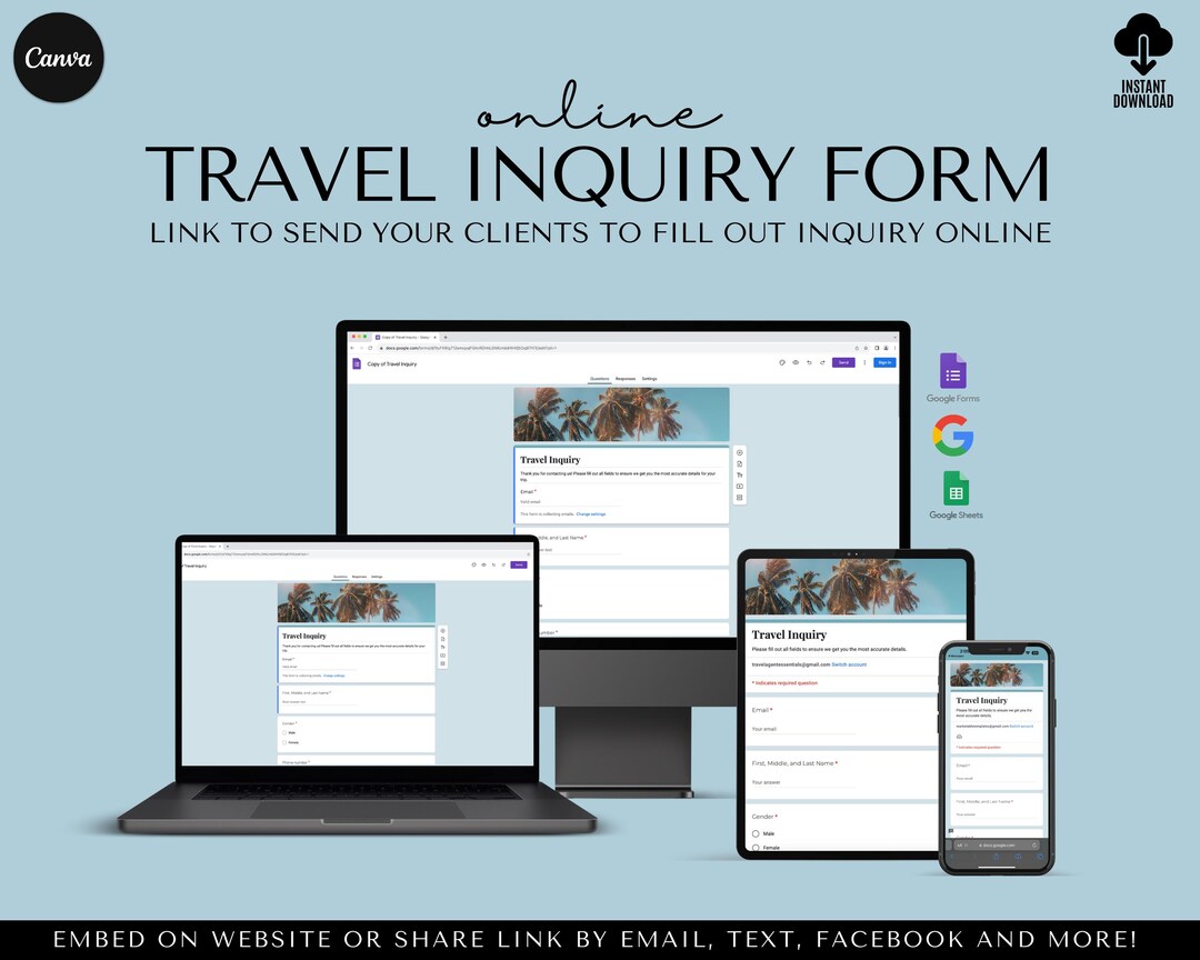 Online Travel Inquiry Client Questionnaire, Travel Agent Templates ...