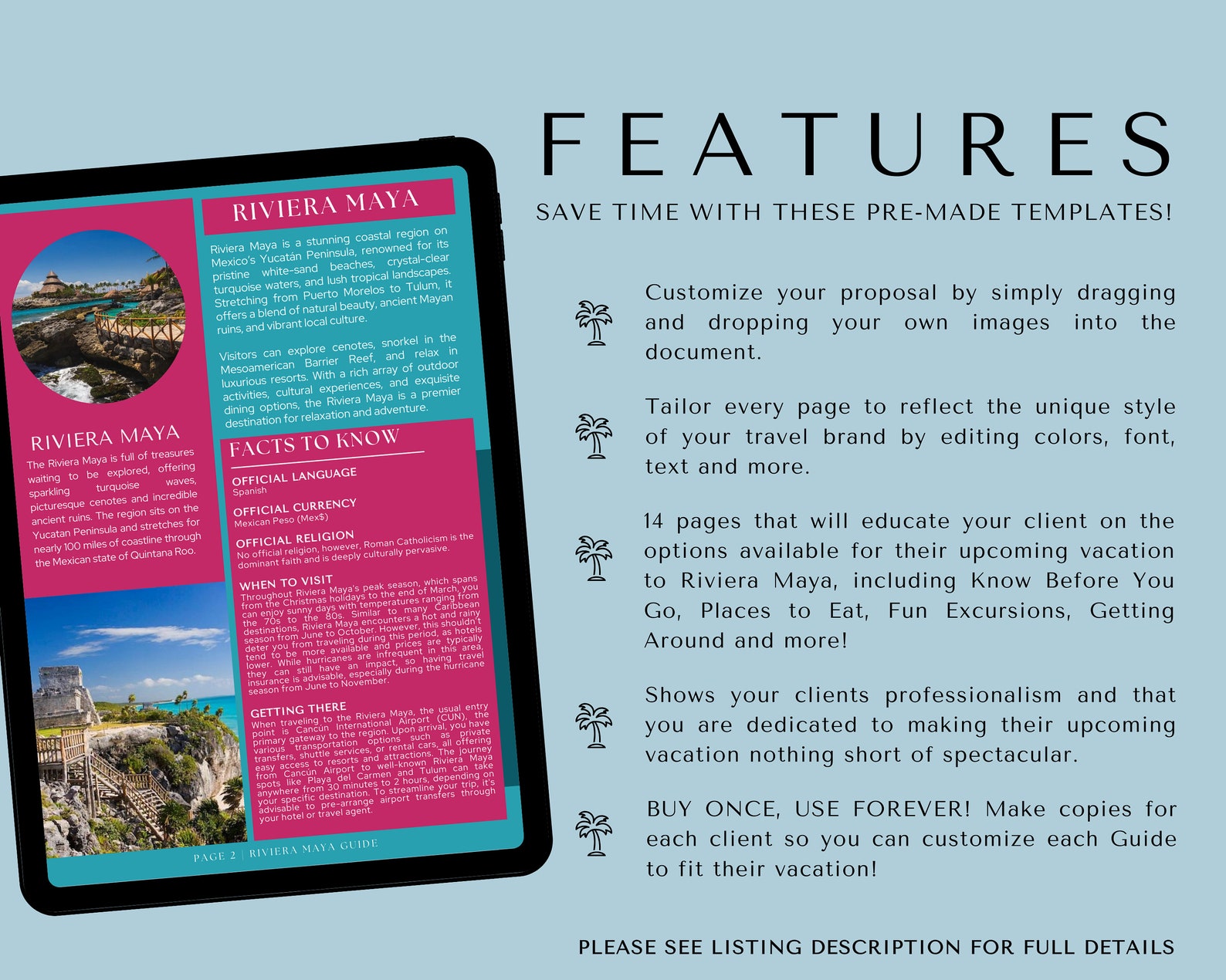 Riviera Maya Destination Guide, Travel Agent Templates, Canva Template ...