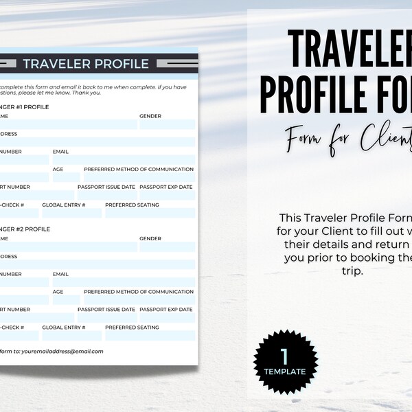 Travel Profile Form - Etsy