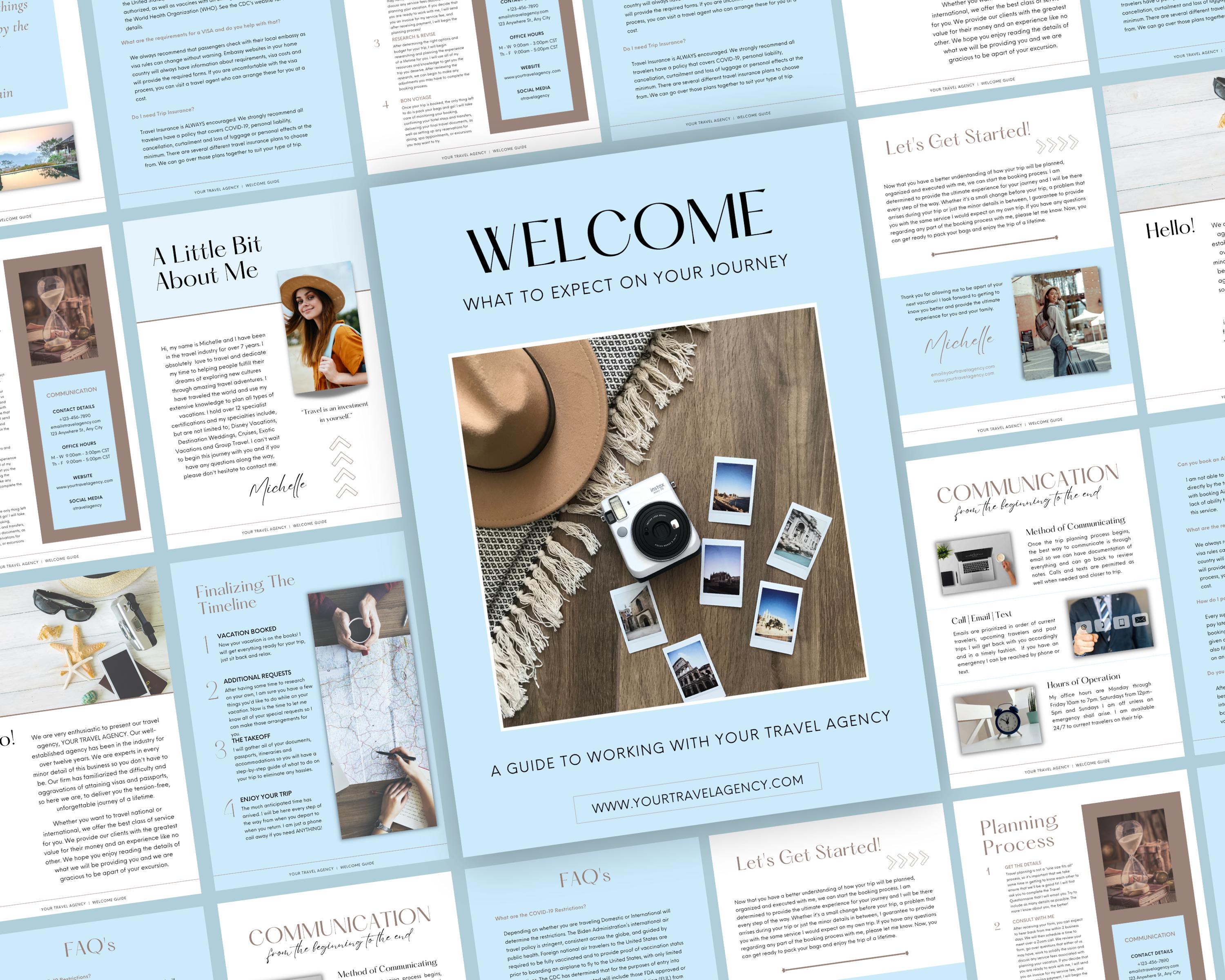 Travel Client Welcome Guide, Travel Agent Template, Canva Editable ...