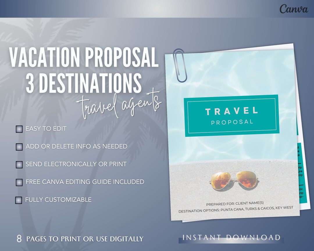 Travel Agent Vacation Proposal Template Resort Vacation - Etsy