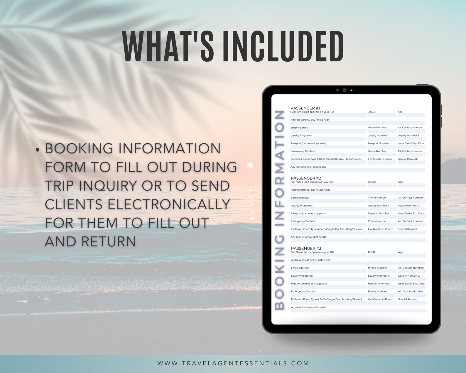 Travel Agent Booking Client Form, Travel Agent Forms, Canva Templates ...