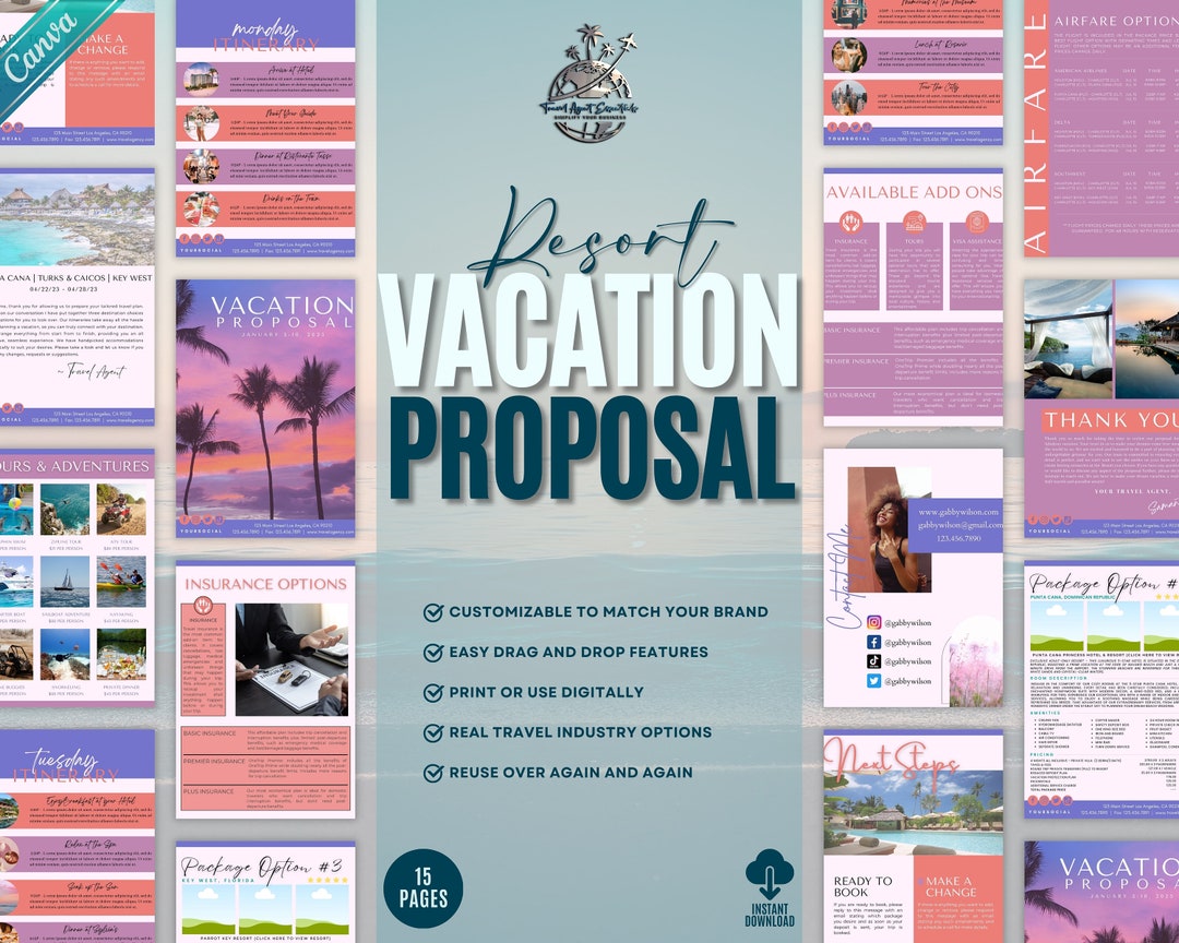Travel Agent Vacation Proposal Template, Resort Proposal, Travel Agent ...