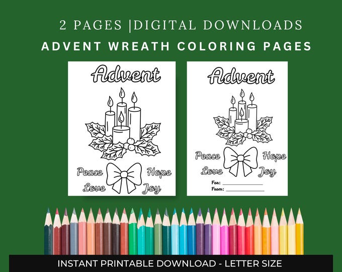 Advent Wreath Coloring Page Printable Kids Activity Christmas Candle ...