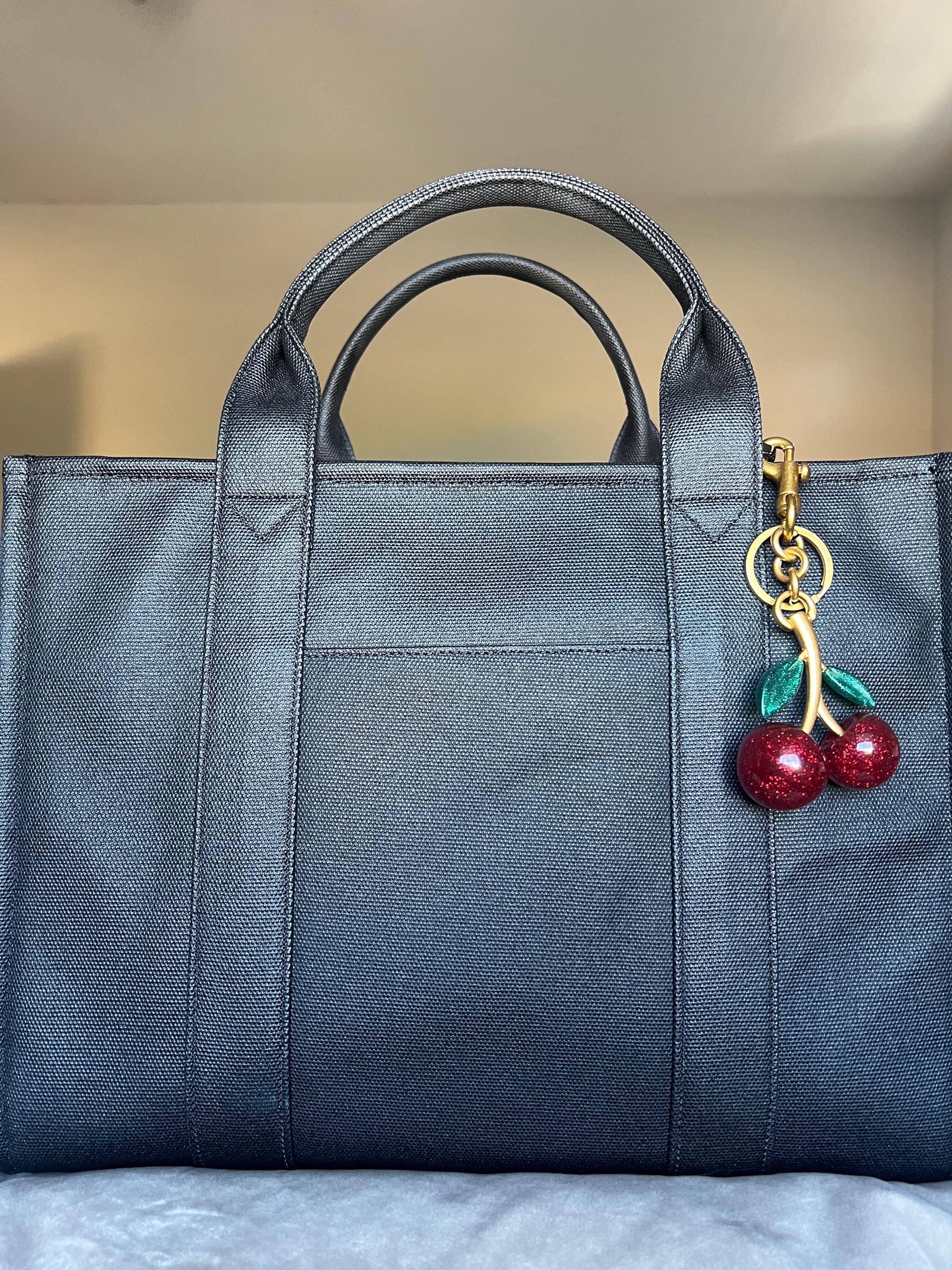 Cherry Bag Charm Keychain With Brushed Gold or Silver Accent - Quiet ...
