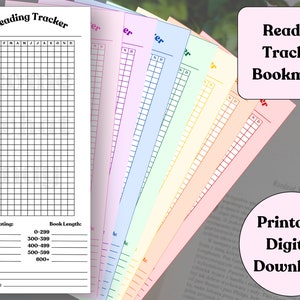 Printable Reading Habit Tracker Bookmark, Reading Log, Library Card ...