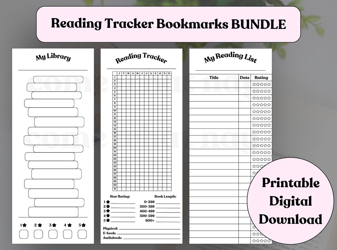 Printable Reading Tracker Bookmarks BUNDLE, Reading Log, TBR List ...