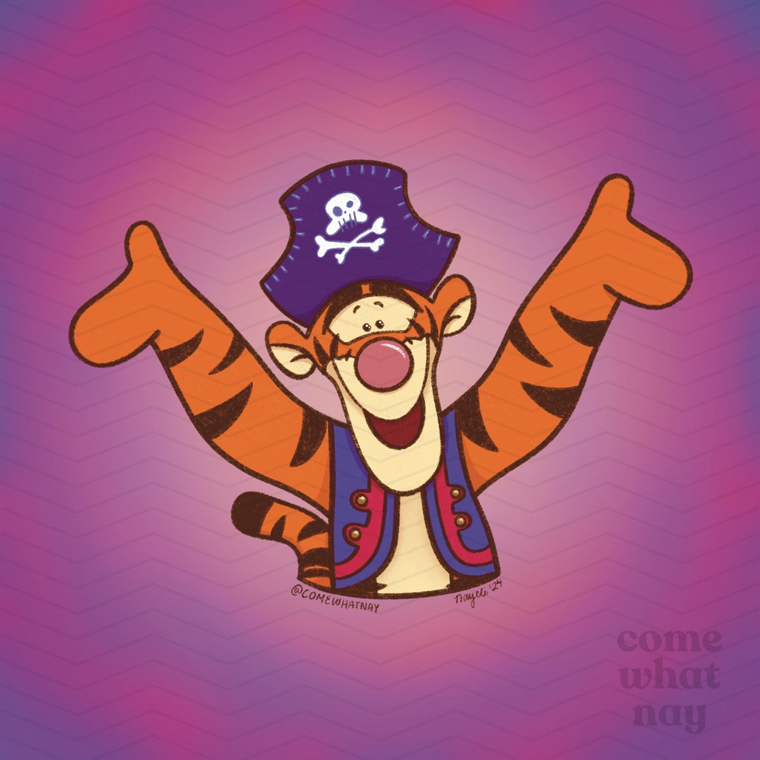 Tigger Pirate Costume Art Print, Halloween Fan Art, 4x4 Inches - Etsy