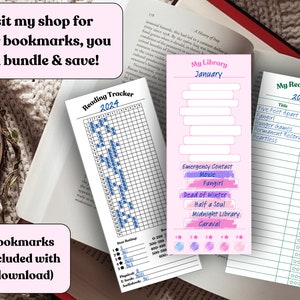 Printable Reading Habit Tracker Bookmark, Reading Log, Library Card ...