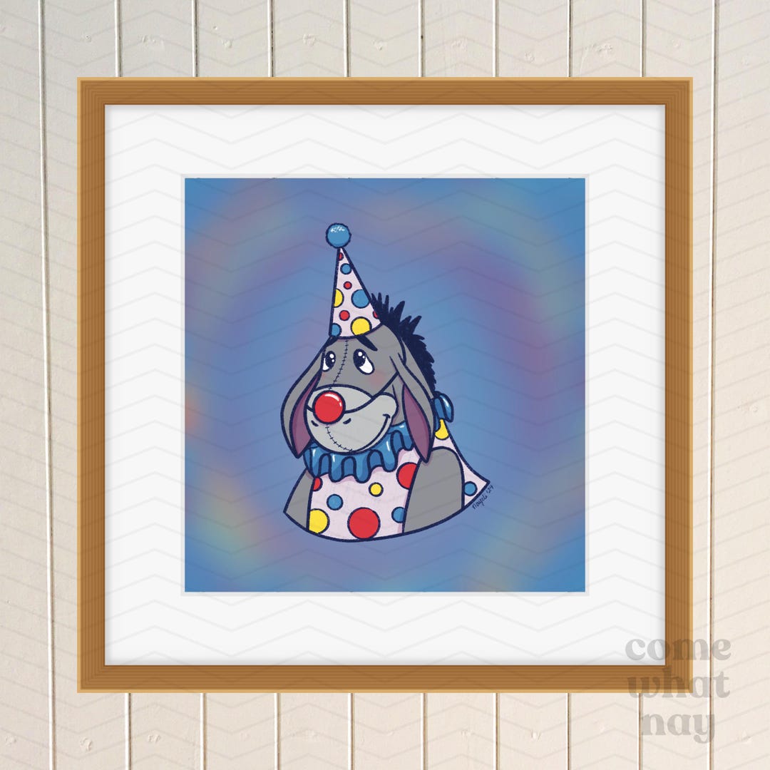 Eeyore Clown Costume Art Print, Halloween Fan Art, 4x4 Inches - Etsy