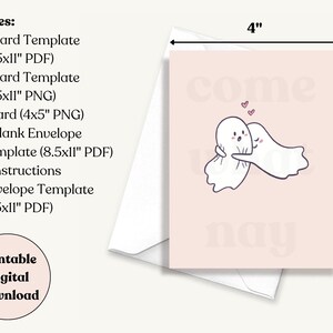 Printable Hugging Ghosts Greeting Card, Valentine's Day Card, Digital ...