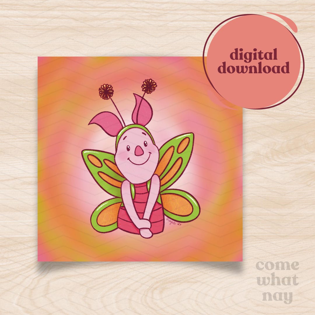 Piglet Butterfly Costume Digital Art Print, Halloween Fan Art ...