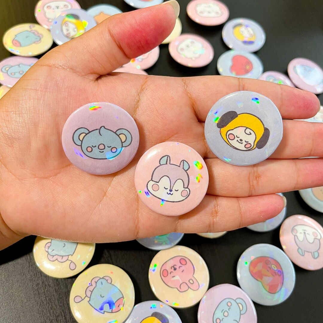 Sleepy BT21 Holographic Pinback Button 1.25 Collectible Button 8 ...