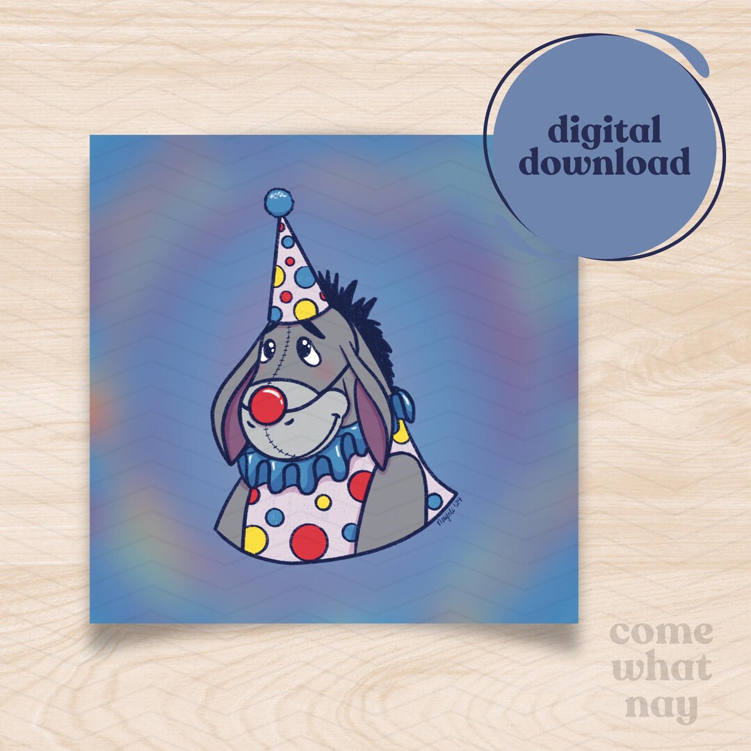 Eeyore Clown Costume Art Print, Halloween Fan Art (digital Download) - Etsy