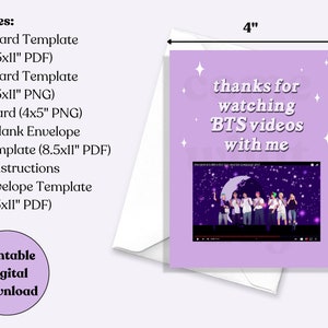 Printable BTS Greeting Card, Birthday Card, Digital Friendship Card ...