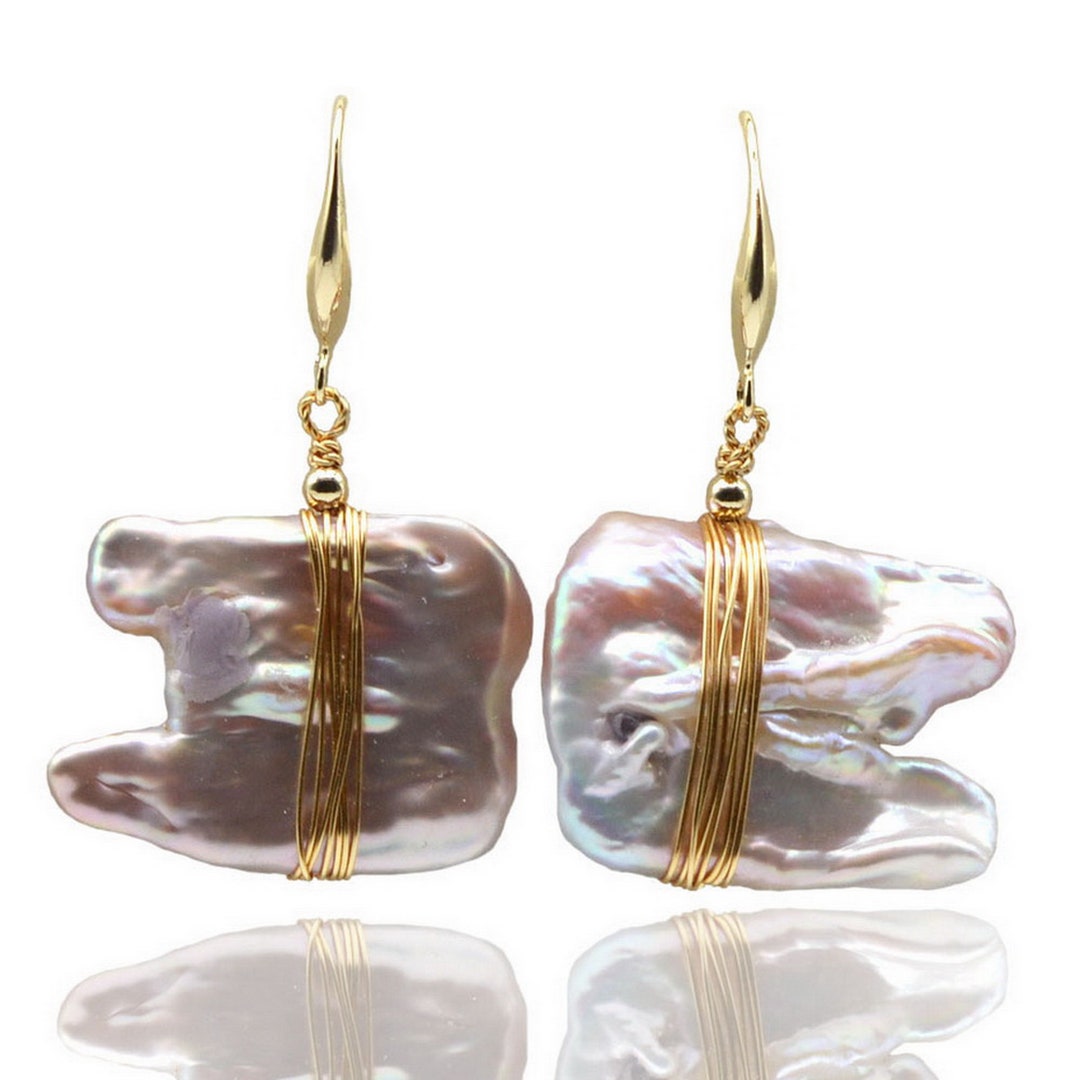 Handmade Pearl Earrings Purple Natural Shape Zigzag Pearl Pendant ...
