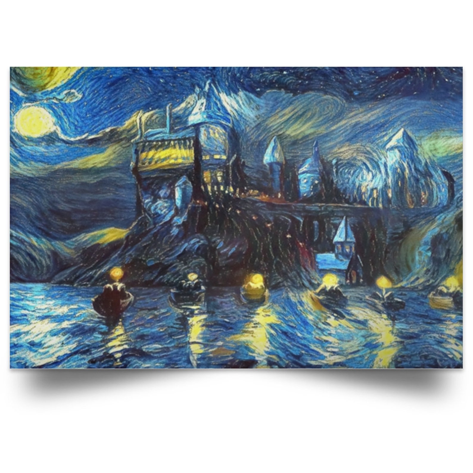 Starry Night Boats Castle, Starry Night Boats Art, Starry Night Boats ...
