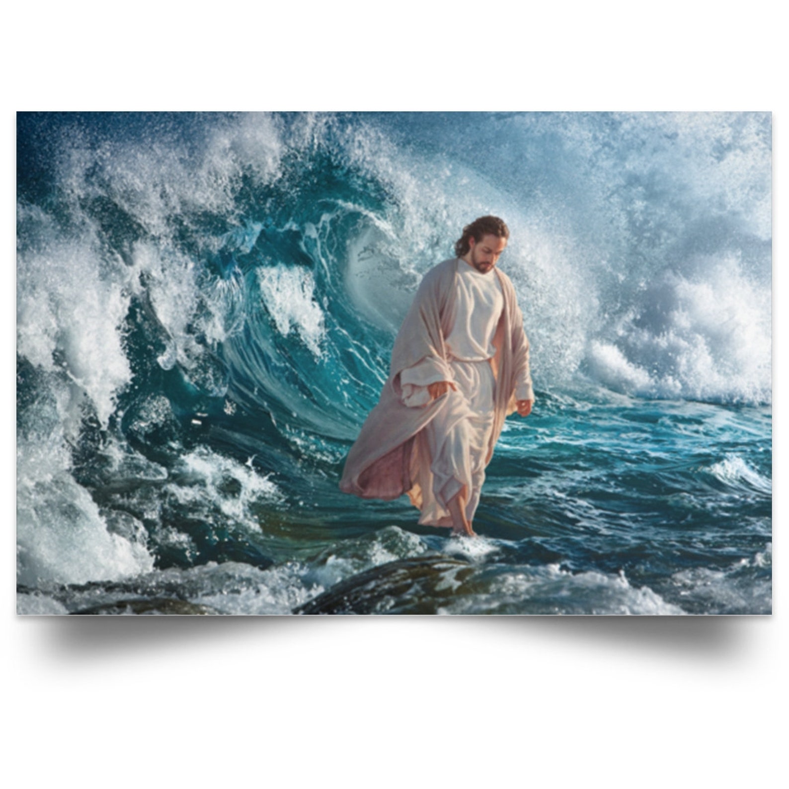Jesus Blue Waves, Jesus Painting Poster, Jesus Art, Jesus Artwork ...