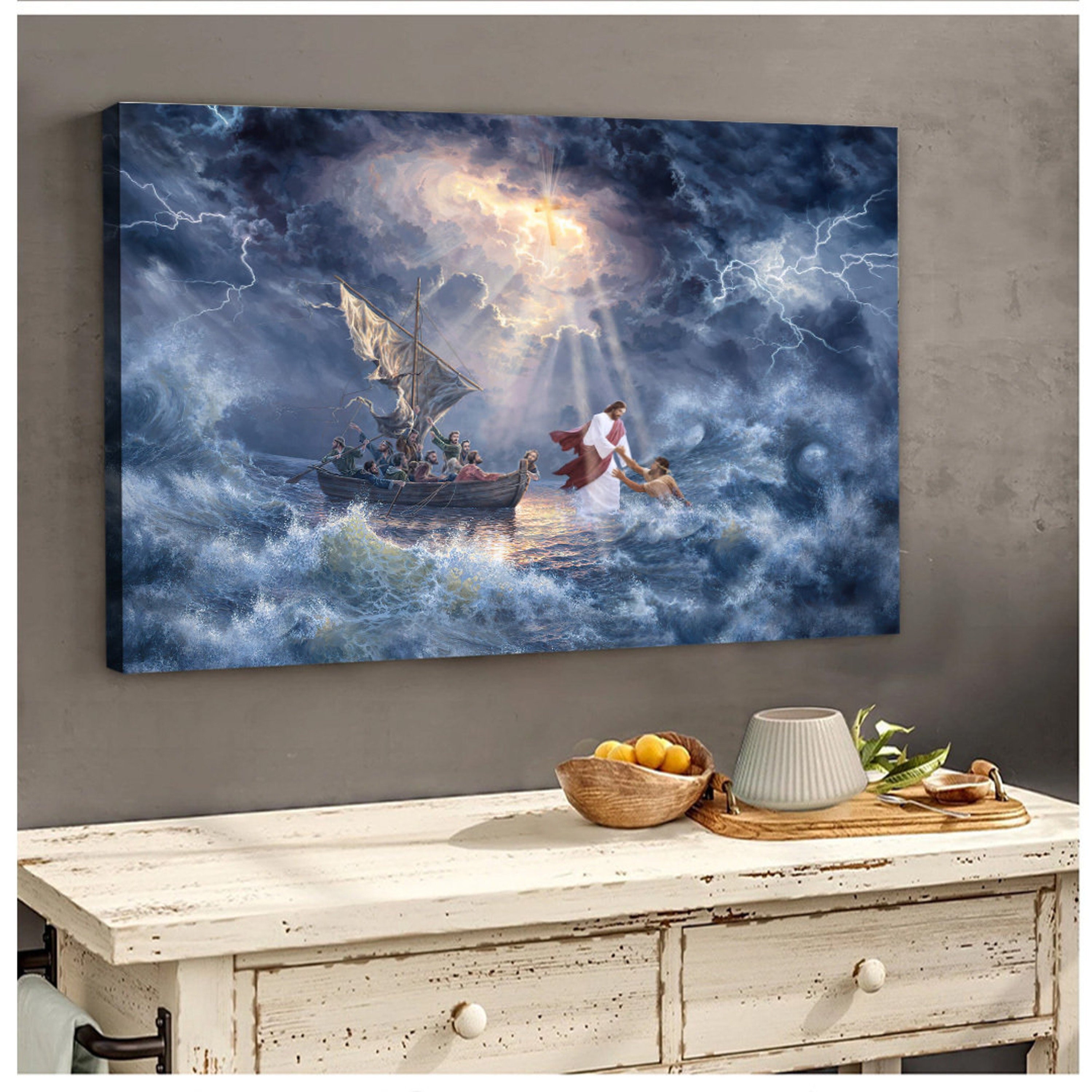 Jesus Blue Waves, Jesus Painting Canvas, Jesus Art, Jesus Artwork ...