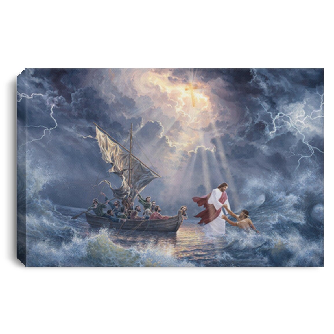 Jesus Blue Waves, Jesus Painting Canvas, Jesus Art, Jesus Artwork ...