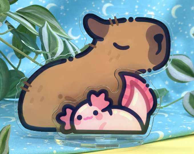 Capybara & Axolotl Soporte de acrílico en capas - Etsy España