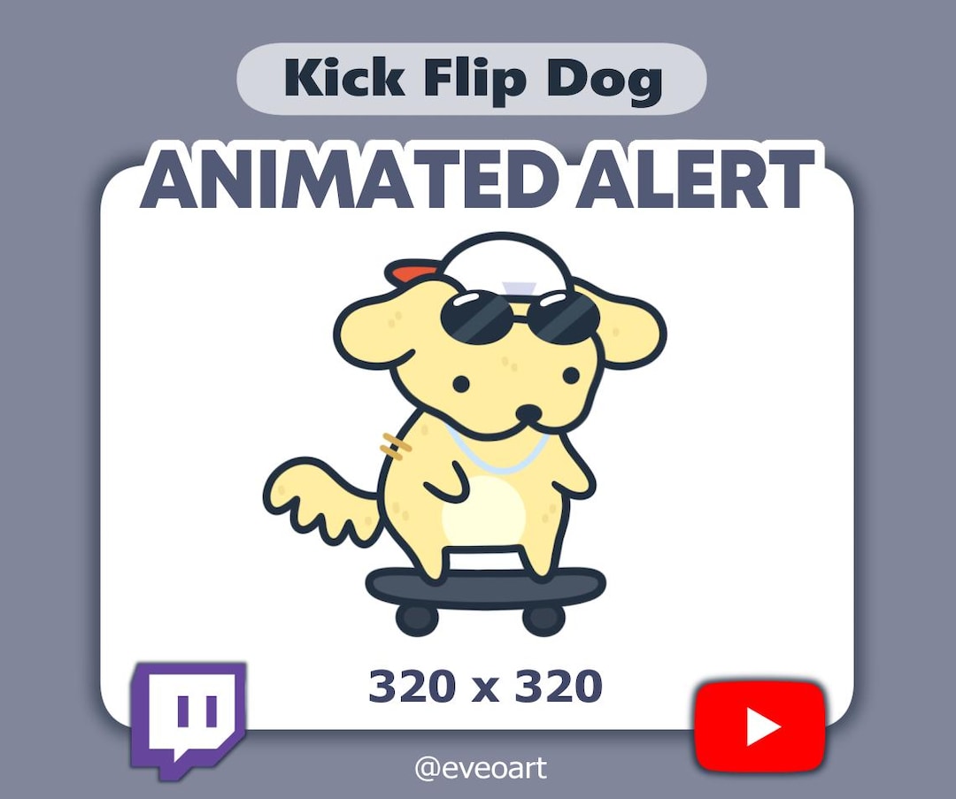Animated Dog Alert - Kick Flip Dog GIF for Twitch, Discord, Kick ...