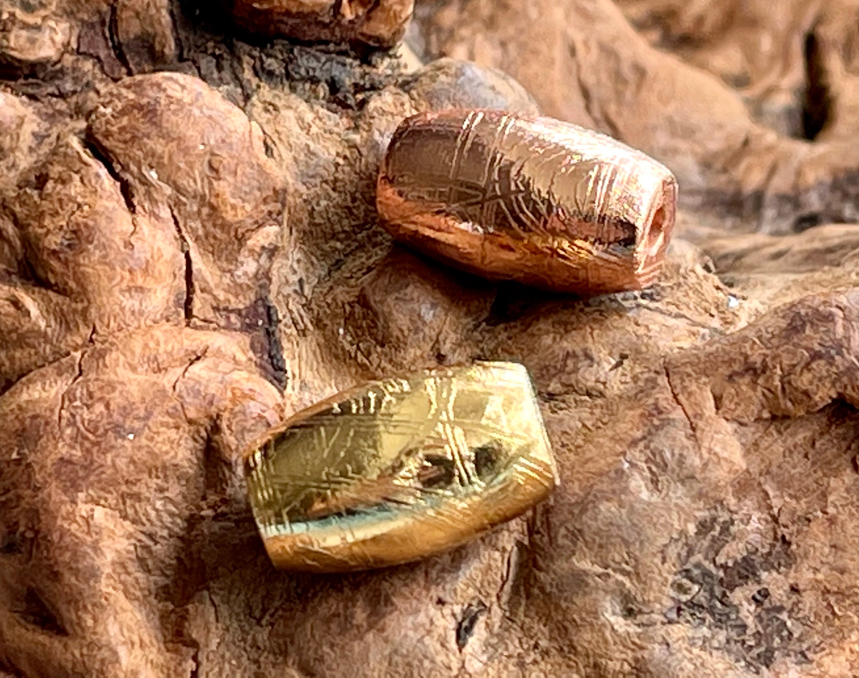 Muonionalusta Meteorite. Drum Beads. Natural Genuine Meteorite. Three ...