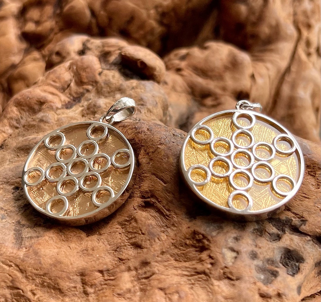 Genuine Muonionalusta Meteorite Fruit of Life Pendant. Sacred Geometry ...