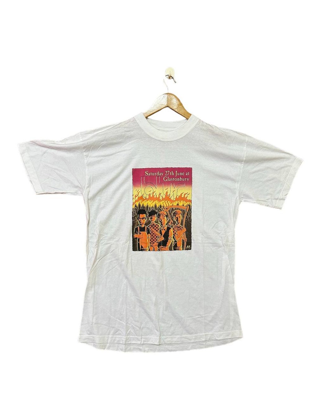 Vintage 90s BLUR Glastonbury Artwork Drawing Album Tour Singles English ...